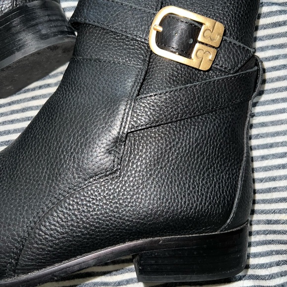 Tory Burch | Shoes | Tory Burch Brooke Black Tumbled Leather Ankle ...